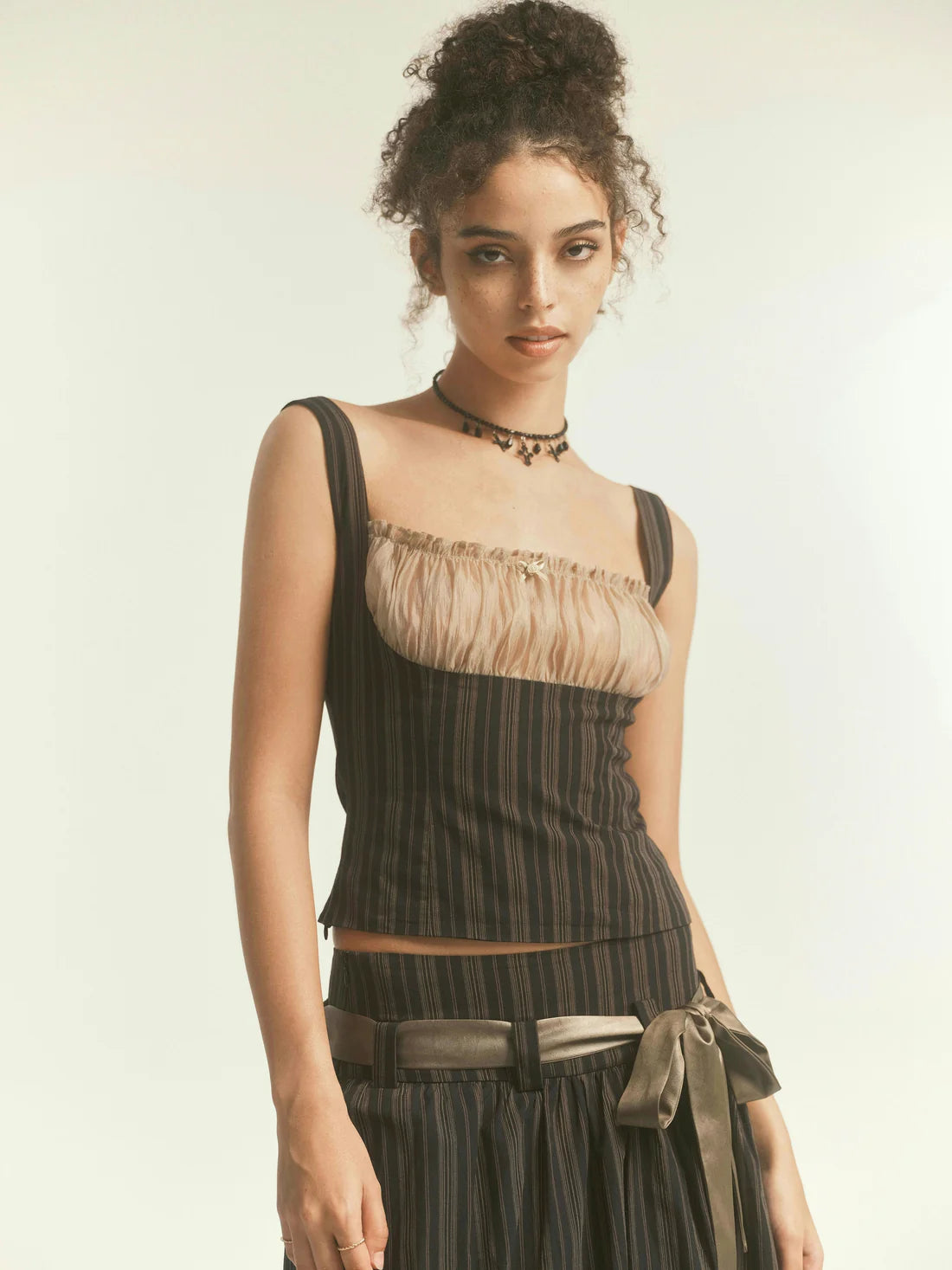 Stripe Pattern Milkmaid Top – REBORNE