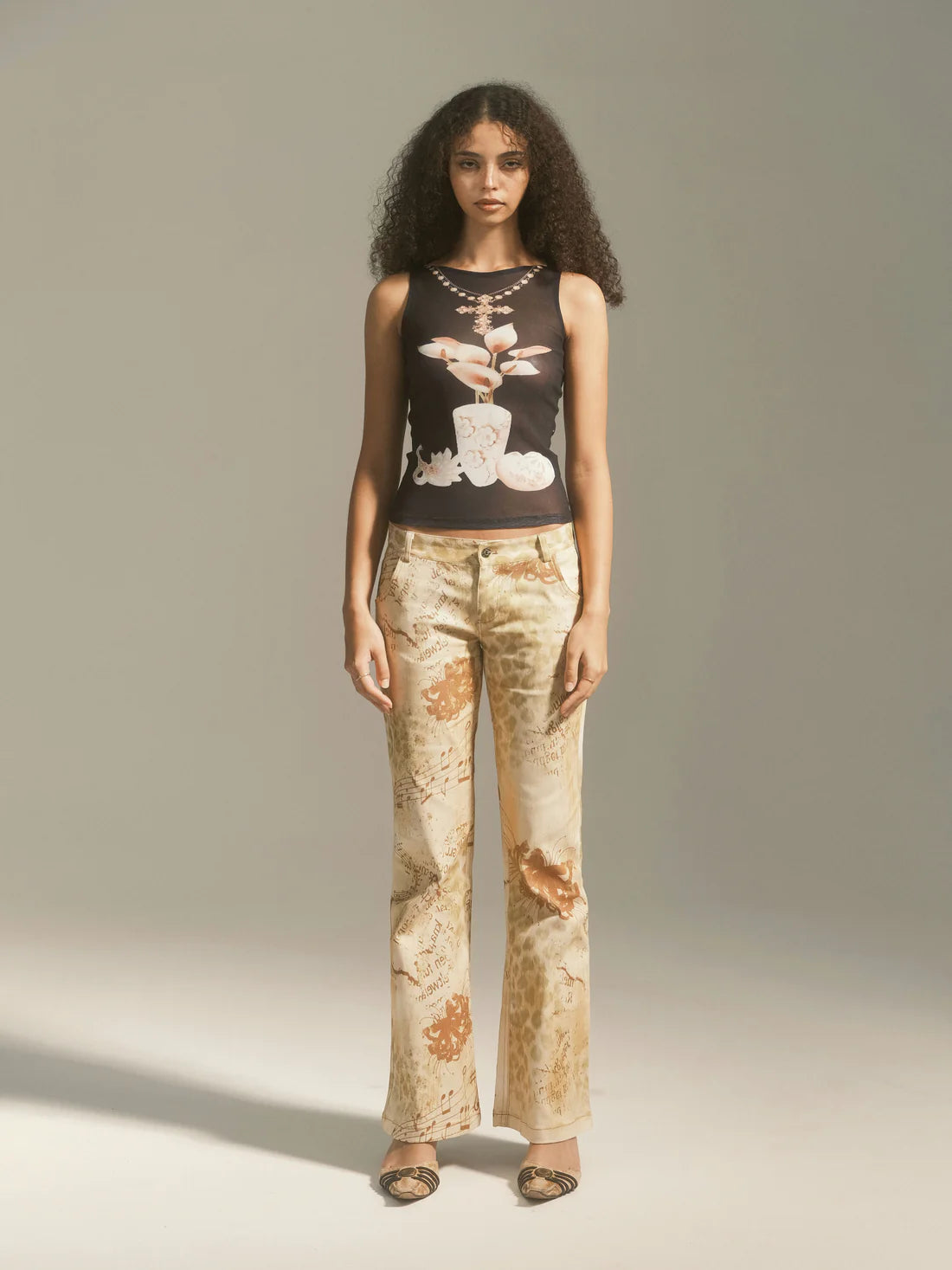 Yellow Floral Leopard Print Flare Jeans – REBORNE